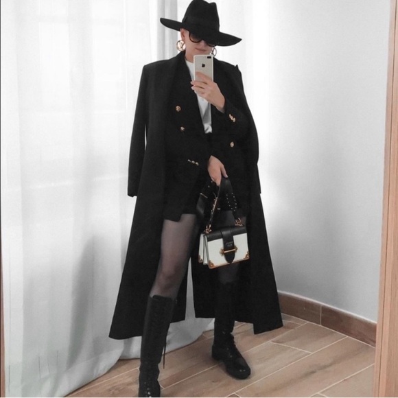 Zara | Jackets & Coats | Zara Balmain Style Double Breasted Black ...